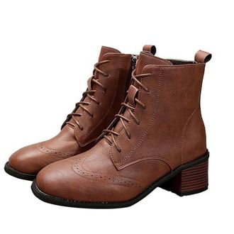 Generic Bottines courtes pour femme - Doubl&eacute;es &eacute;l&eacute;gantes - Talon fin - Bottines vintage &agrave; bout rond - Bottes Chelsea confortables - Bottes d&eacute;quitation tendanc