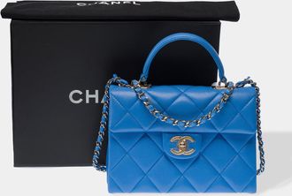 Chanel Mini Top Handle Flap Bag - Blue