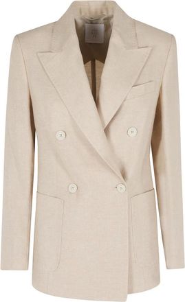 Eleventy Femme, Vestes, Beige, Taille: 40 FR Blazer Long Crois&eacute; avec Poche
