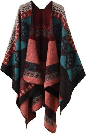 Generic Poncho Femme Hiver Chaud Chale Femme Hiver Chaud Cape Femme Effet enveloppant Ch&acirc;le Imprim&eacute; Doux Cardigan Double &Eacute;paisseur Tr&egrave;s