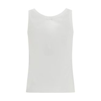 Versace Womens White Cotton Tank Tops