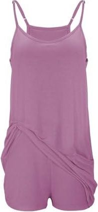 Generic Salopette extensible &agrave; bretelles spaghetti pour femme - Combinaison de travail courte pour femme - Taille 42 - Combinaison de sortie - Combinaison tai