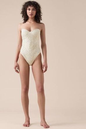 Calzedonia Badeanzug Sequin Net Wei&szlig;