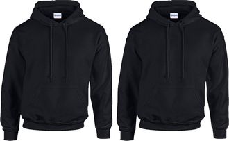 Gildan Herren Kapuzenpullover Adult 50/50. Hooded Sweat/18500, Einfarbig (3XL, 2X Schwarz + 1HL Kauf Notizblock)