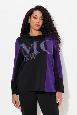 Ulla Popken Sweatshirt Sweatshirt Zierstein-Schriftzug Stehkragen Langarm