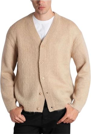 Maison Kitsuné Homme, Pulls, Beige, Taille: S Cardigan Confort en Mohair Brossé