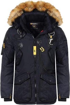 Geographical Norway Agaros Men - Parka Chaude Homme Automne Hiver - Manteau Large Impermeable Deperlant Capuche - Blouson Chaud Coupe Vent Veste Hommes - Cadeau Ideal Hom