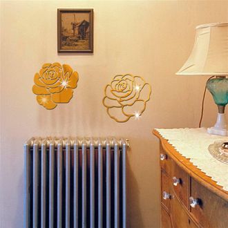 Railonch Rose Acryl Spiegel Wand Aufkleber, 3D DIY Kunst Wandaufkleber, Wohnkultur Wandtattoo für Schlafzimmer, Wohnzimmer, Badezimmer, TV Hintergrund Dekor (g