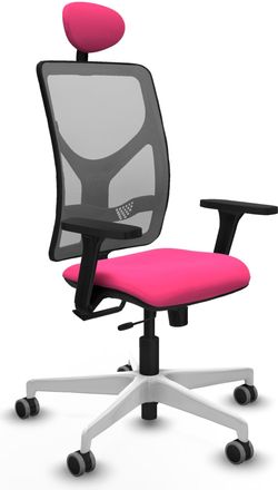 Piqueras y Crespo B&uuml;rostuhl mit 3D-Armlehnen, h&ouml;henverstellbarer Lendenwirbelst&uuml;tze und festem Kopfteil, ausgestattet mit Syncro/Traslack und Schneideschaum, Grau/Rosa