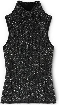 Motivi Femme, Pulls, Noir, Taille: 38 FR Haut sans Manches &agrave; Sequins