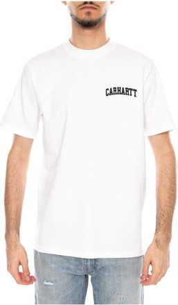 Carhartt Work in Progress Homme, Tops, Blanc, Taille: 2XL S/S University Script T-Shirt