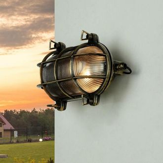 Licht-Erlebnisse Licht-erlebnisse - Messinglampe au&szlig;en Maritim Bullauge IP64 Wandleuchte Haus Garten Balkon