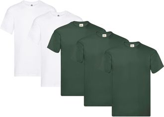 Fruit Of The Loom Herren T-Shirt Original T M L XL XXL 3XL 4XL 5XL auch Farbsets, 3Flaschengr&uuml;n 2Weiss, XXL (5er Pack) + 1HL-Kauf Notizblock