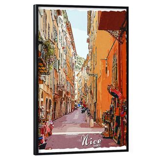 artboxONE Poster mit schwarzem Rahmen 30x20 cm St&auml;dte Nizza Vintage - Bild Architektur Building