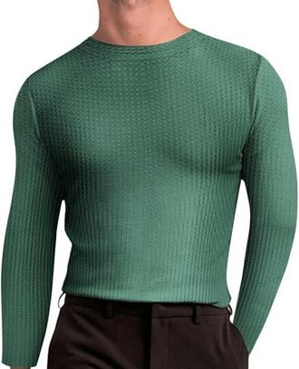 Generic Chemise &agrave; manches longues et col rond pour homme - L&eacute;g&egrave;re, respirante - Coupe ajust&eacute;e - Pour le printemps et lautomne - Confortable, Jn, 4XL