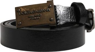 Dolce & Gabbana Homme, Accessoires, Noir, Taille: ONE Size Classic Leather Logo Buckle Belt