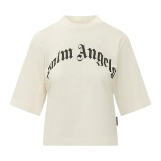 Palm Angels Curved Logo Boxy Tee - - Tops - Damen - Wei&szlig; - S