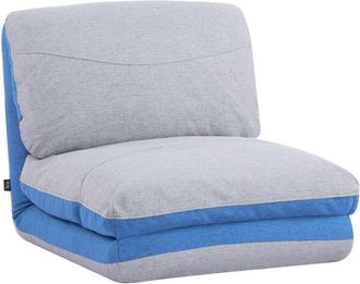 HOMCOM Chauffeuse - matelas dappoint pliant - fauteuil convertible - inclinaison dossier réglable 5 positions - tissu polyester aspect lin gris clair bleu