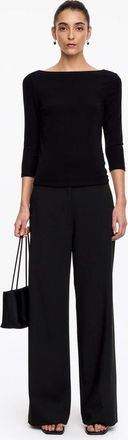 Arket Elegante Hose Mit Satinstreifen -Schwarz