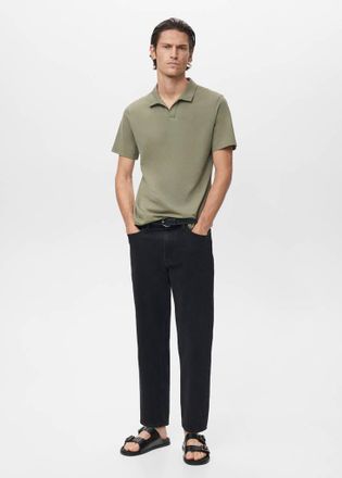 Mango Polo coton piqu&eacute; vert fonc&eacute; - Homme - XXL - MANGO MAN