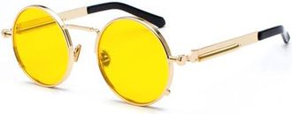 Generic Lunettes De Soleil Printemps Monture En M&eacute;tal Hommes Et Femmes F&ecirc;te Photo Vacances Lunettes De Soleil(Yellow)