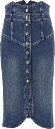 Elisabetta Franchi Femme, Jupes, Bleu, Taille: 42 FR Falda Midi Denim