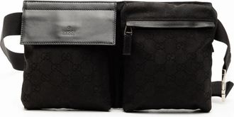 Gucci Bauchtaschen - GG Canvas Double Pocket Belt Bag - Gr. ONE SIZE - in Schwarz - f&uuml;r Damen