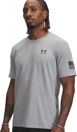 Under Armour T-Shirt à Manches Courtes pour Homme Motif Drapeau de la liberté, (035) Acier Clair chiné/Noir, Taille L