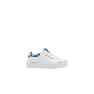 Philipp Plein Femme, Chaussures, Bleu, Taille: 36 EU Baskets en cuir avec inserts