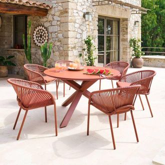 Hesperide Table de jardin 6 places Oryon D130cm acajou - Hesp&eacute;ride