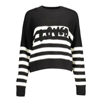 Desigual Femme, Pulls, Noir, Taille: 44 FR Haut noir à manches longues avec broderie