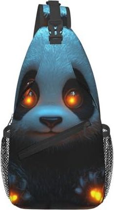 Generic Sac &agrave; bandouli&egrave;re panda avec yeux flamboyants - Sac &agrave; dos de voyage pour homme - Sac &agrave; dos de randonn&eacute;e