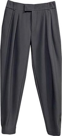 Generic Pantalon habill&eacute; l&eacute;ger de couleur unie pour homme, pantalon de costume d&eacute;contract&eacute; &agrave; revers &agrave; la cheville, pantalon de travail d&eacute;t&eacute;, Gris fonc&eacute; C, 40