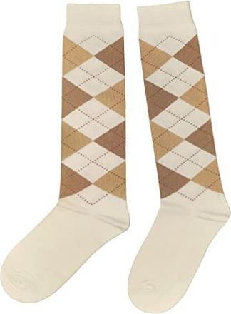 Weri Spezials Chaussettes hautes en coton Argyle unisexes pour enfants et adultes, motif losange, chaussettes d&eacute;quitation, 31-36