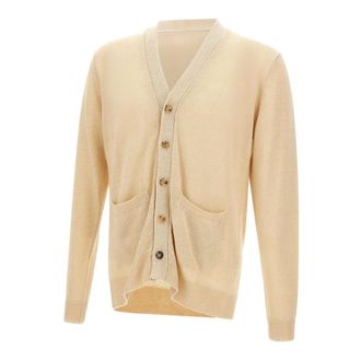 FILIPPO DE LAURENTIIS Homme, Pulls, Beige, Taille: XL Cardigan en lin et coton
