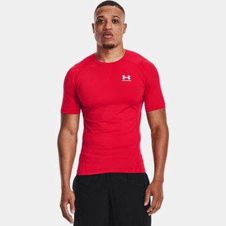 Under Armour HeatGear Kurzarm-Oberteil für Herren Rot / Weiß XXL