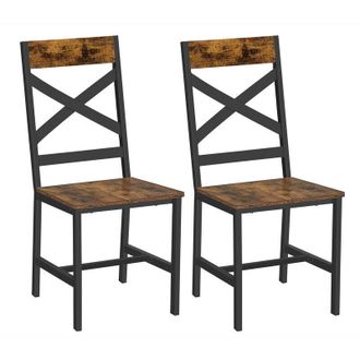 Vasagle Chaises de Salle &agrave; Manger, Lot de 4, Ergonomique, Style Industriel, pour Salon, Cuisine, Marron et Noir