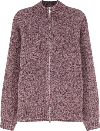 Brunello Cucinelli L-Lana Cardigan mit Rei&szlig;verschluss und hohem Kragen - - Knitwear - Herren - Rot - L
