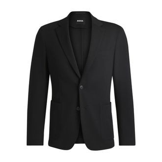 HUGO BOSS Homme, Vestes, Noir, Taille: 2XL Veste noire avec revers crant&eacute;s