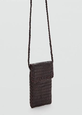 Mango Housse t&eacute;l&eacute;phone portable tress&eacute;e chocolat - Femme - Taille unique - MANGO