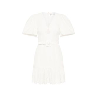 Rebecca Vallance Kahlia Puff-sleeve Belted Mini Dress