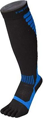 TOETOE TOETOE - Des sports - Chaussettes de Compression CoolMax à Cinq Doigts pour Femme et Homme (Noir-Bleu, 44-47)