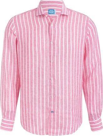 Panareha Gestreiftes Leinenhemd für Herren Amalfi Rosa (XXL)