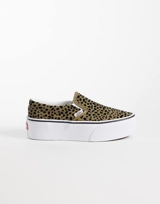 Vans Classic Slip-On Stackform baskets marron &agrave; pois