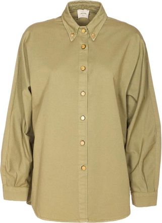 Alysi Femme, Blouses et Chemises, Vert, Taille: 40 FR Camicia Sporty Gabardine