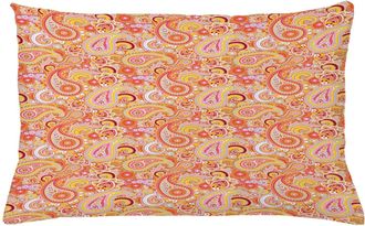 Abakuhaus Orange Kissenbezug, Paisley, Digitaldruck Waschbar Farbfester Kopfkissenhülle Reißverschluß Beidseitiger Druck, 65 x 40 cm, Orange Gelb