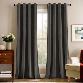 Deconovo Blickdichte Gardinen mit &Ouml;sen Vorh&auml;nge Wohnzimmer Gardine Samt Vorhang W&auml;rmeisolierende Thermo Schlafzimmer, 175x140 cm(H&ouml;hexBreite), Anthrazitgrau, 2