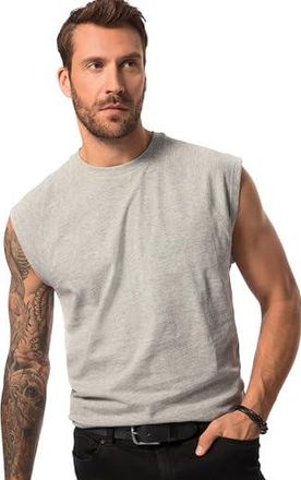 JP1880 Hommes Grandes Tailles L-8XL Débardeur JP1880 à col Rond. Épaules Basses et imprimé au Dos - Jusquau 8 XL chiné Gris foncé 8XL 826822118-8XL