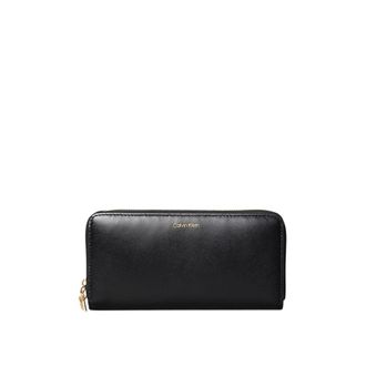 Calvin Klein Schwarzes Lederportemonnaie mit Rei&szlig;verschluss - - Accessories - Damen - Schwarzk - ONE SIZE