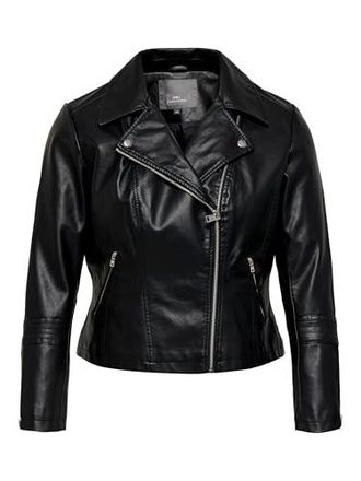 Only Carmakoma NOS Caremmy Faux Leather Biker Noos, Blouson Femme, Noir (Black Black), 50 (Taille Fabricant: 48)